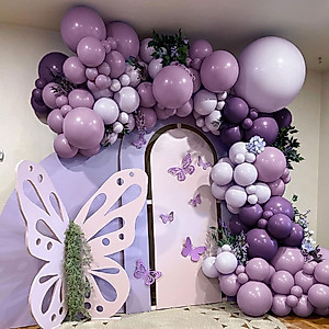 Purple Balloon Garland Arch Kit Lavender Lilac Double Stuffed Balloons Set For Birthday Baby Shower Graduation Prom Sweet 16 Encanto Wednesday Addams