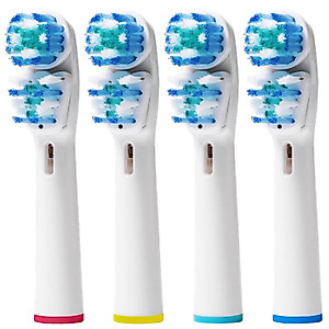 Oral-B Compatible Replacement Toothbrush Heads Double Clean for Oralb Braun Electric Toothbrush Replacement Heads for Oral B Pro, 1000, 8000, 9000, Sonic, Adults, Kids, Vitality, Dual (4)