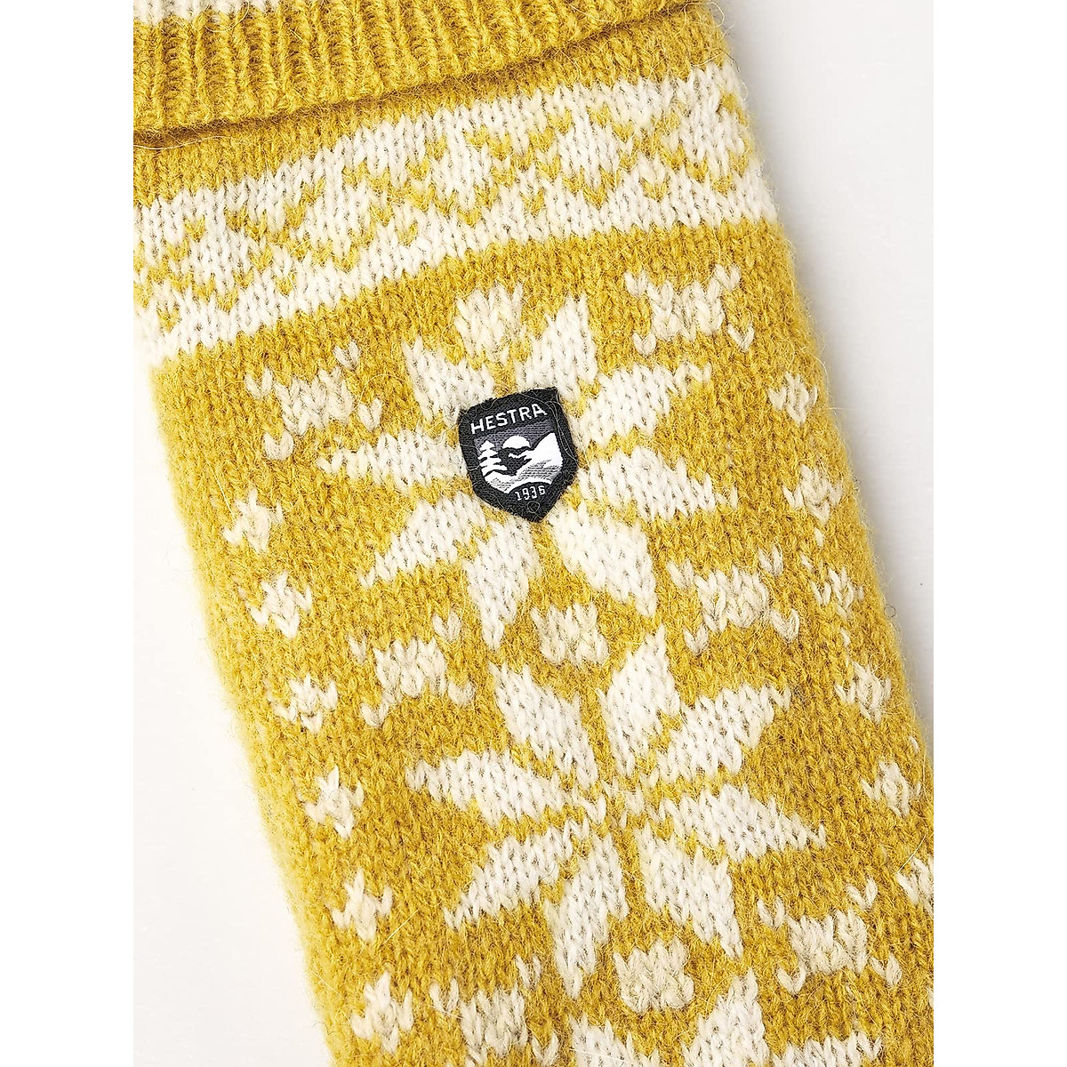Hestra Unisex Isvik Wool Mittens for Cold Weather & Everyday Wear - Mustard/Offwhite - 8