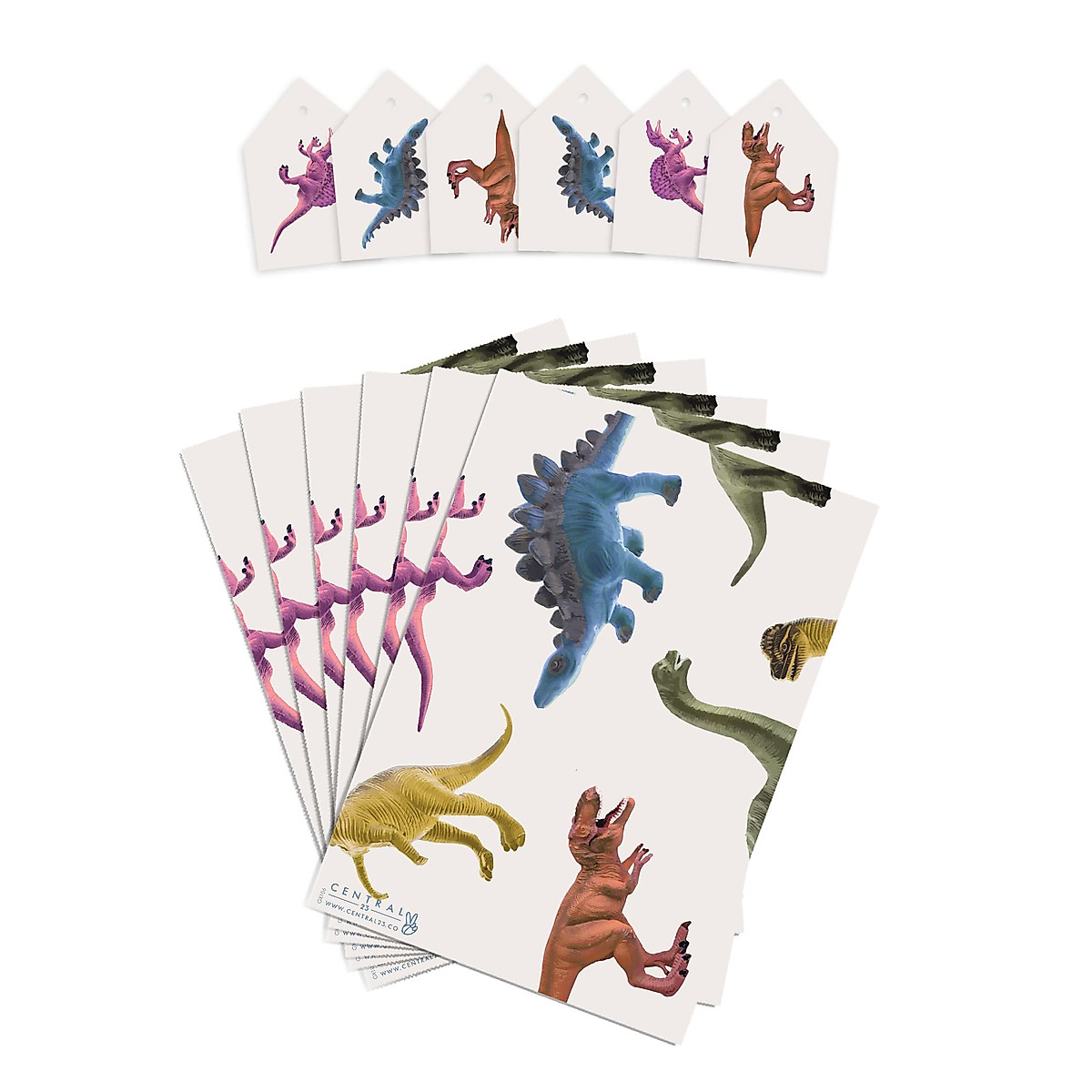CENTRAL 23 Dinosaur Wrapping Paper - 6 Sheets Gift Wrap - For Birthday Christmas Baby Shower - Boys Girls Men Women - Comes With Fun Stickers