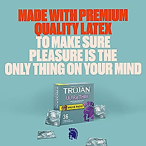 TROJAN Ultra Thin Condoms For Ultra Sensitivity, Lubricated Condoms for Men, America’s Number One Condom, 36 Count Value Pack