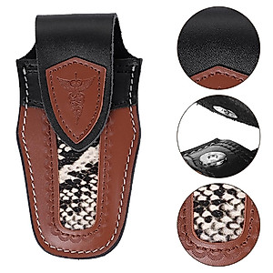 Pocket Knife Sheath, Folding Knife Cover Carved Leather Utility Knife Holster with Belt Clip for Camping Hunting Jungle