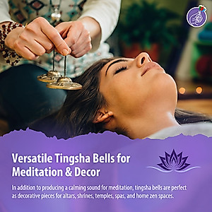 Mudra Crafts Tibetan Tingsha Bells Yoga Chimes - Buddhist Sign Tingsha Cymbals Tibetan Chimes Tibetan Meditation Bells for Meditation - Finger Cymbals Tibetan Bells Chime