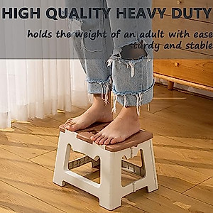 Folding Step Stool - Foot Stool with 9 Inch Height - Holds Up to 330 lbs - Lightweight Plastic Foldable Step Stool for Kids, Kitchen, Bathroom & Living Room (Pack of 1) (Black)