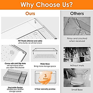 31 PCS Drawer Organizer Set for Bedroom Bathroom, 25 Pcs Clear Plastic Drawer Organizer Trays and 6 Pack Drawer Organizers for Clothing