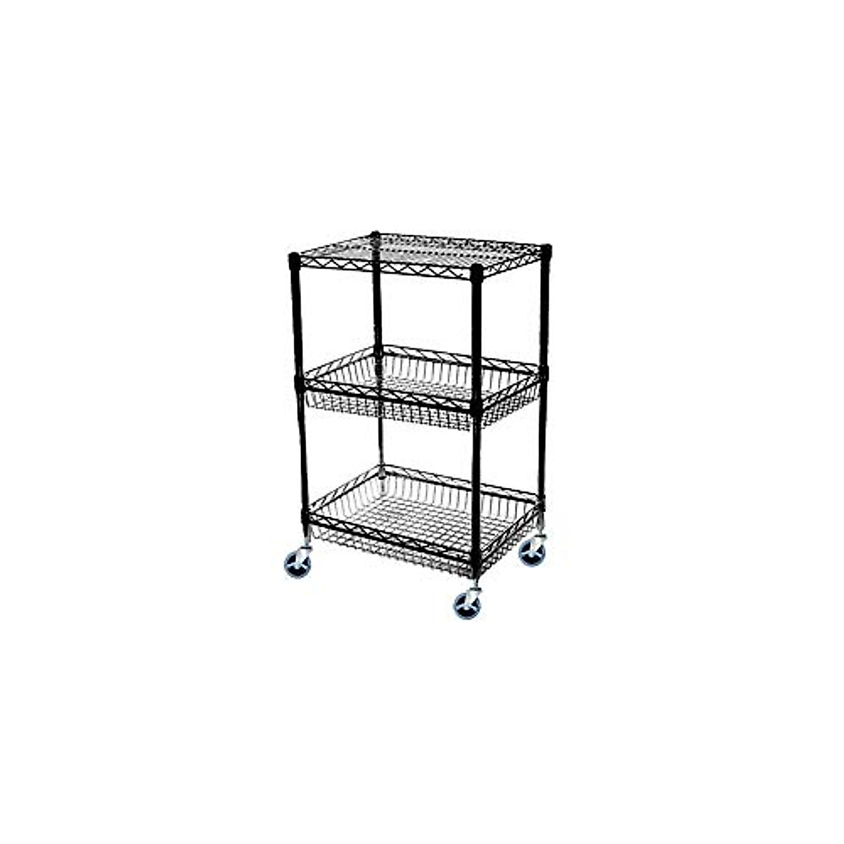 Omega 24" Deep x 36" Wide x 42" High 3 Tier Black Mobile Basket Unit