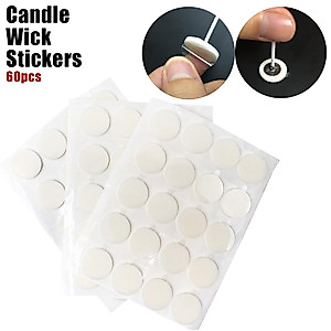 EricX Light 8 inch Candle Wick with Candle Wick Stickers and Candle Wick Centering Device,60 pcs for Candle Making
