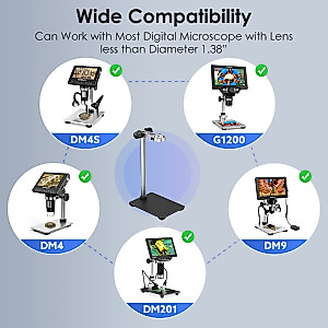 TOMLOV USB Microscope Stand BS01,10 inch Adjustable Microscope Stand Base, Professional Holder Desktop Support Bracket for LCD Digital Microscope, Max 1.38" in Diameter