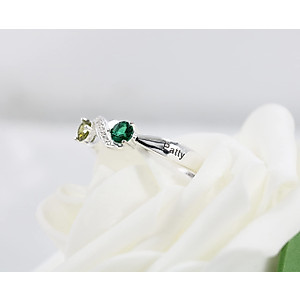 Shineyou Custom Infinity Rings with 2 Birthstones for Women Personalized Promise Rings for Her 925 Sterling Silver Ring Mother's Day Gift