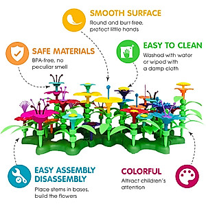 BOTARO Flower Garden Building Toys STEM Educational Toys for Girls, Flower Pretend Gardening Gift for Birthday Chrismas New Year (120PCS)
