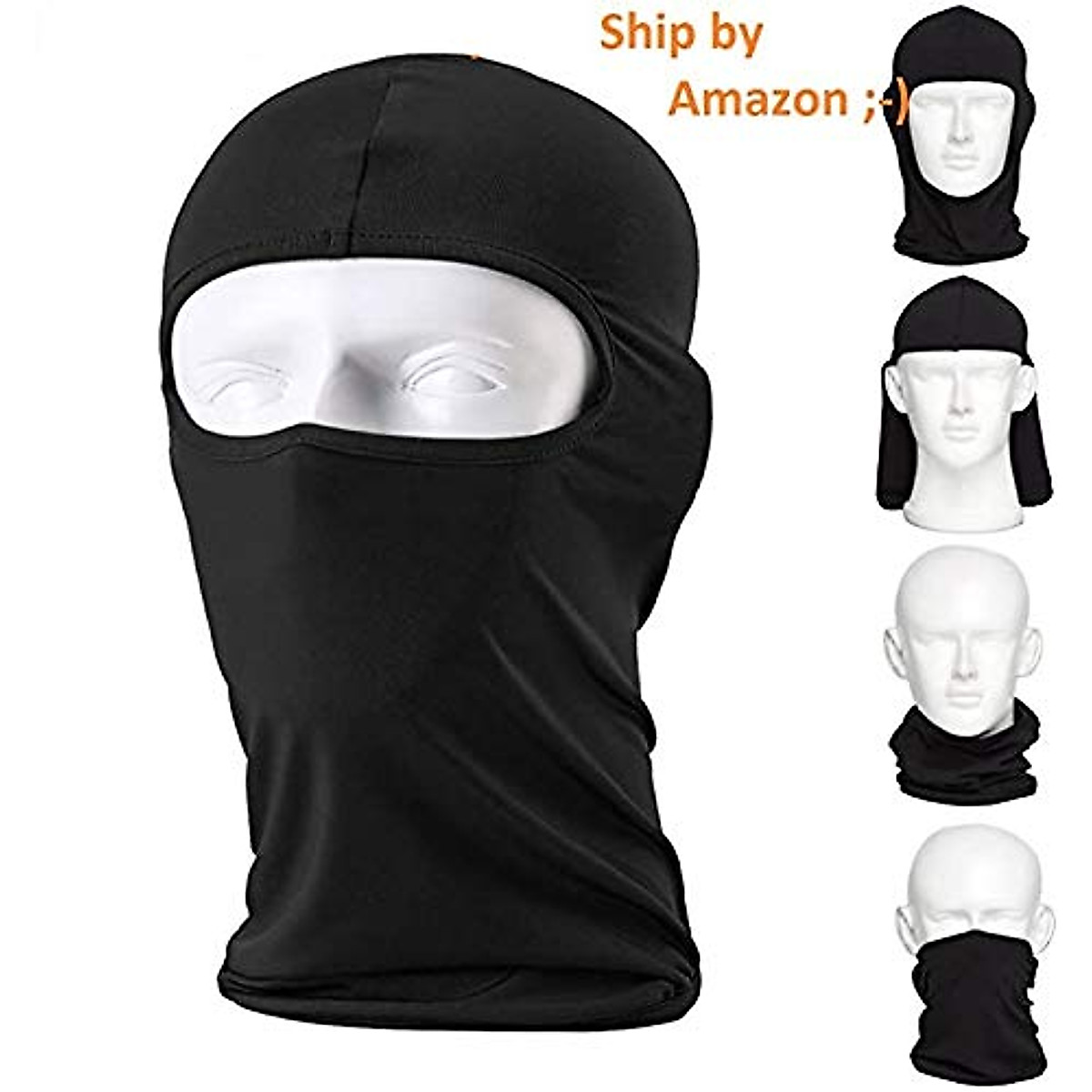 falapala Balaclava Tactical Face Mask Hood Neck Gaiter 1 Pack (Black)