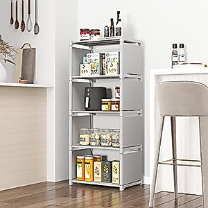Riipoo Storage Cube Shelves, 4-Cube Organizer Shelf for Bedroom Closet, 5-Layer Small Bookshelf, Bookcase Unit for Small Spaces