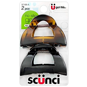 Scunci No-Slip Grip 5.5 cm Jaw Clips, women unisexAll Day Hold, 2-Count Per Pack (1-Pack Total)