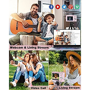 Digital Camera, Lecran Kids Camera FHD 1080P 36.0 Mega Pixels Vlogging Camera with 16X Digital Zoom, LCD Screen, Compact Portable Mini Cameras for Kids, Teens, Students (Pink)