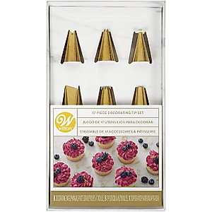 Wilton Navy Blue and Gold Piping Tips and Cake Decorating Supplies Set, 17-Piece