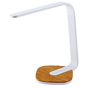 BLACK+DECKER LED Dimmable Desk Lamp with Wood Grain Base,7W, White (VLED1818-BD)
