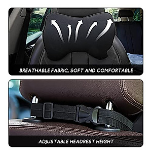 ZATOOTO Car Neck Pillow Memory Foam - Head Restraint Diamond Bling Neck Pain Relieved Cervical Support Black Seat Headrest Driving Adjust Height YB-Black