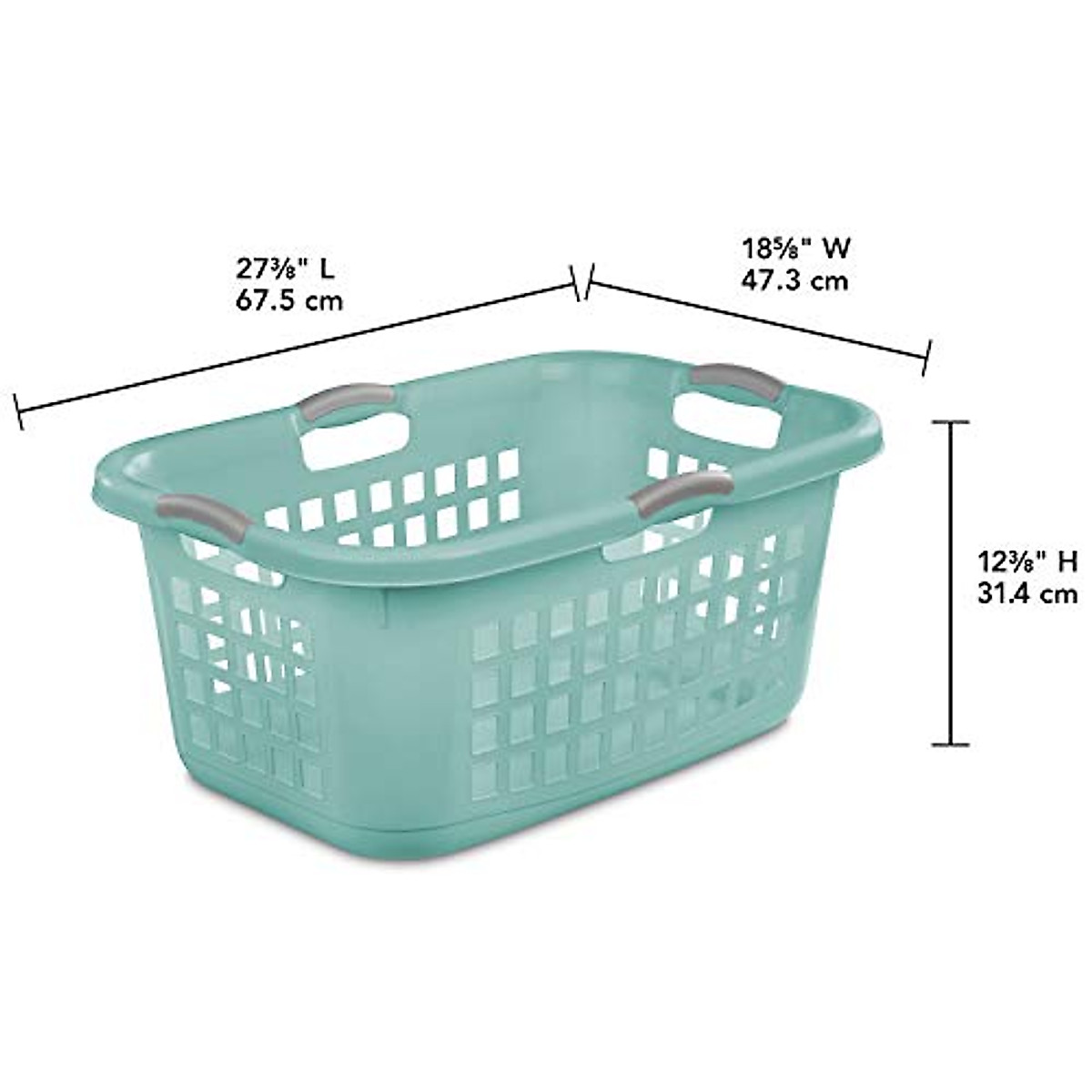 Sterilite 2 Bushel/71 L Ultra Laundry Basket, w/Titanium Handles, 6 Pack, Aqua Chrome 6 Count