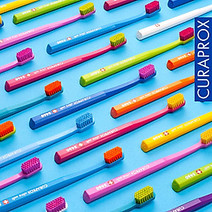 Curaprox CS 5460 Extra-Soft Toothbrushes for Adults, Sensitive-Gum-Safe Ultra-Fine Filaments and Compact, Slightly Angled Toothbrush Head for Improved Tooth and Gum Health, Pack of 2