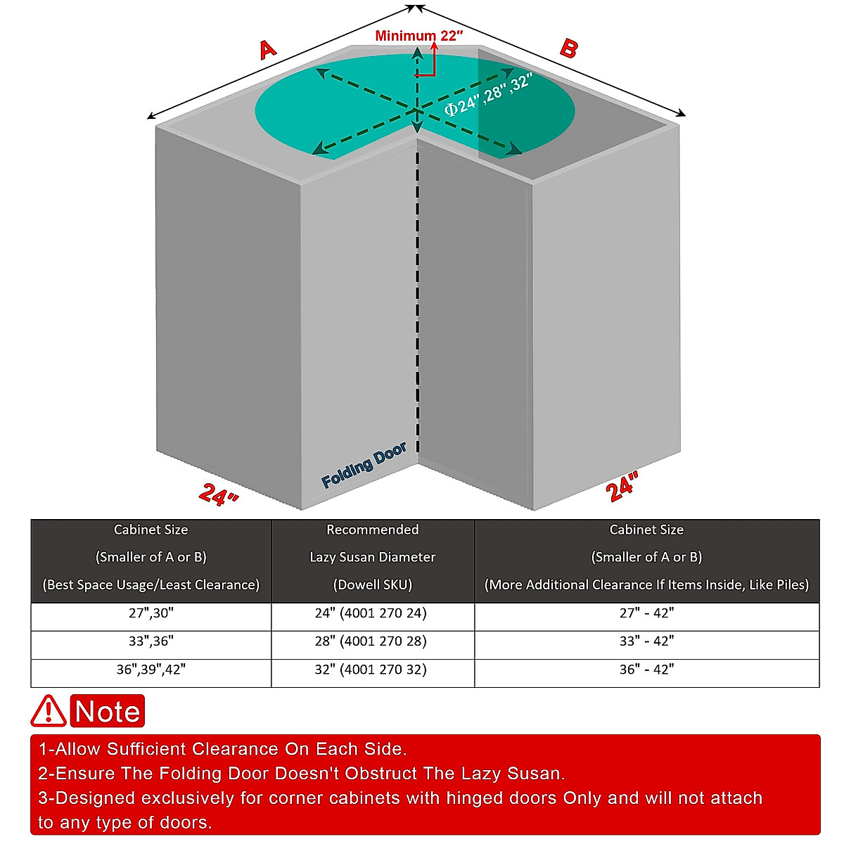 DOWELL 32inch Kidney Shape Chrome Lazy Susan Double Rack Kitchen Cabinet 2 Shelf Set 4001-270-32