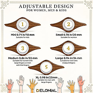 DELONIAL Book Page Holder with 5 Adjustable Rings, Handmade Natural Walnut Thumb Bookmark for Keep Book Open