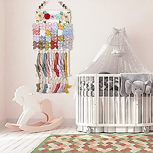 VOBOBE Headband and Bow Organizer for Girls Hair Bows, Baby Headbands Storage Holder Bows Hanging Organizer for Girls Room, Wall, Door, Closet