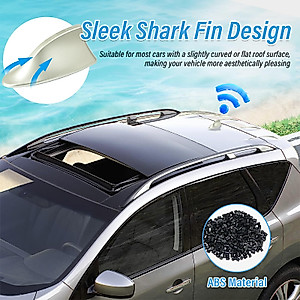 Kewucn Car Shark Fin Antenna Cover, Auto Top Roof Aerials AM/FM Radio Signal Base with Adhesive Tape, Super Functional Antenna Replacement Accessories for Most Car SUV Truck Van (Gold)