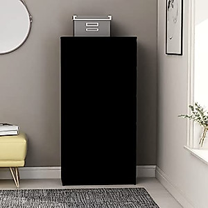 SEASD Buffets and Drawer Sideboard Cabinet with Storage Home Decor Black 23.6"x13.7"x47.6" Chipboard