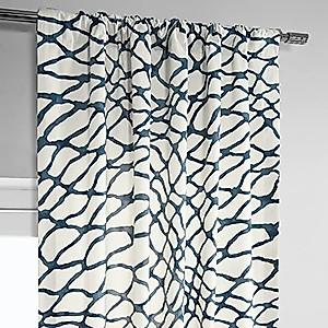 HPD Half Price Drapes Printed Cotton Twill Curtains For Room Décor 50 X 108 (1 Panel), PRTW-D50C-108, Ellis Blue