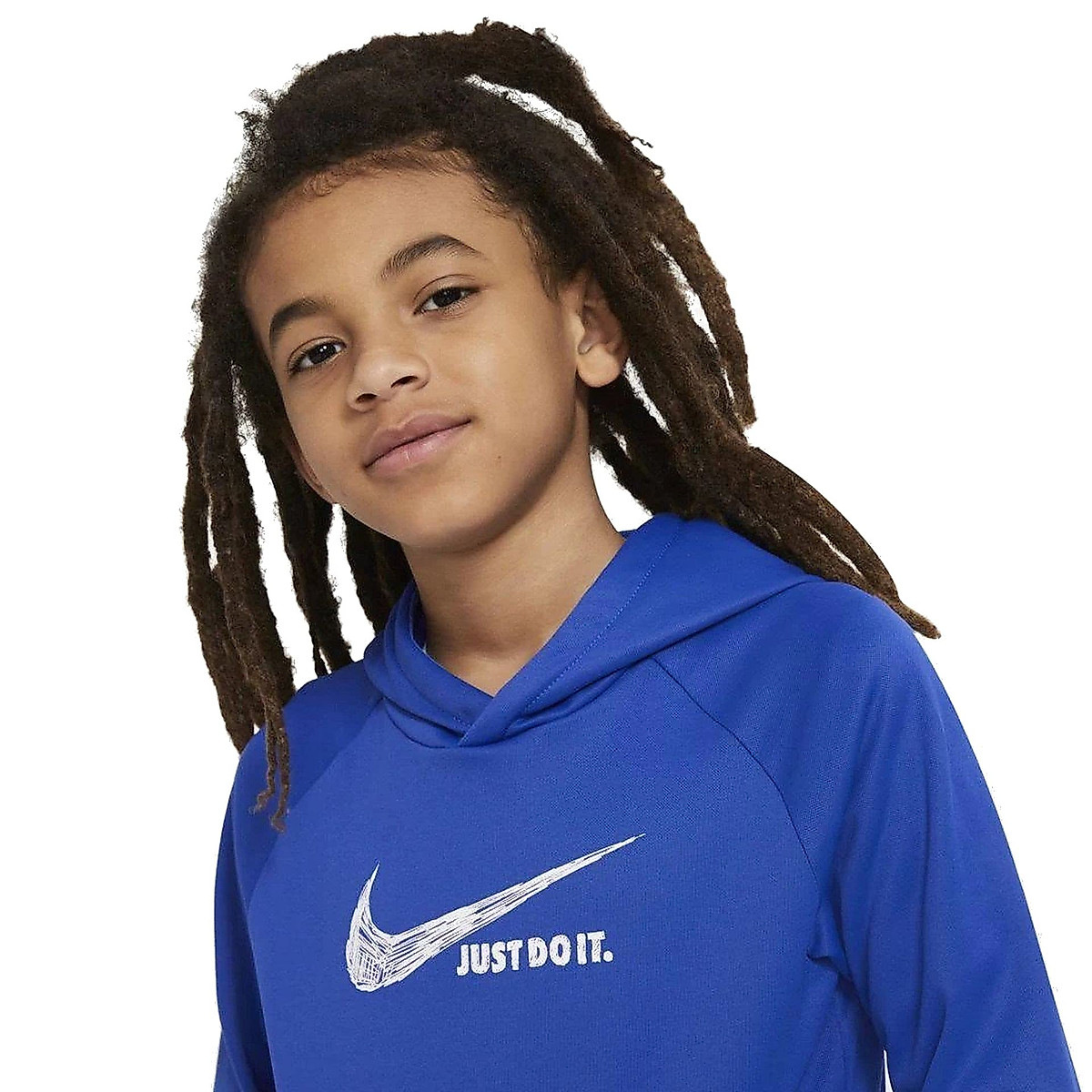 Nike Kids Boy's Therma GFX Pullover Hoodie (Little Kids/Big Kids) Game Royal/White SM (8 Big Kids)