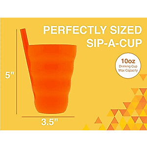 Arrow Home Products Sip A Cup with Built in Straw, 10oz, 4pk - BPA-free Straw Cups for Kids Great for Everyday Use - Made in the USA, Stackable Kids Straw Cups - Purple, Blue, Green, Orange