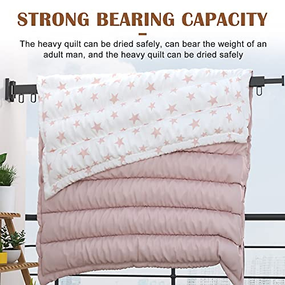 Clothes Drying Rack, Wall Mounted Clothes Hanger Collapsible Clothes Dry Racks with 12 Clothes Pegs for Balcony Mudroom Bedroom (90cm)