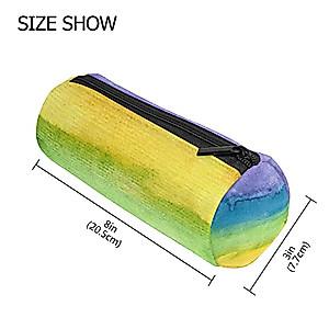 Pencil Bag Pencil Case Pen Holder Zipper Bag Pouch Makeup Brush Cosmetic Bag Abstract Art Colorful Stripe Rainbow for School Office Work Travel…