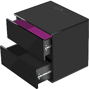 BKEKM Nightstands Bedside Tablewireless Charging Nightstand Remote Control Led Light-Dark End Table USB Charging 2 Drawers Bedside Cabinet Well Made