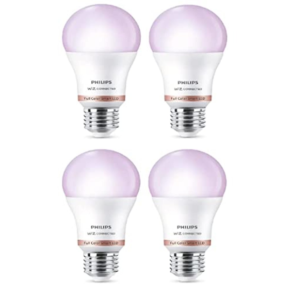 PHILIPS Color and Tunable White A19 LED 60W Equivalent Dimmable Wi-Fi Wiz Connected Smart LED Light Bulb, Easy Control with App or Voice, Works with Alexa, Google Assistant, Siri Shortcuts (4-Pack)