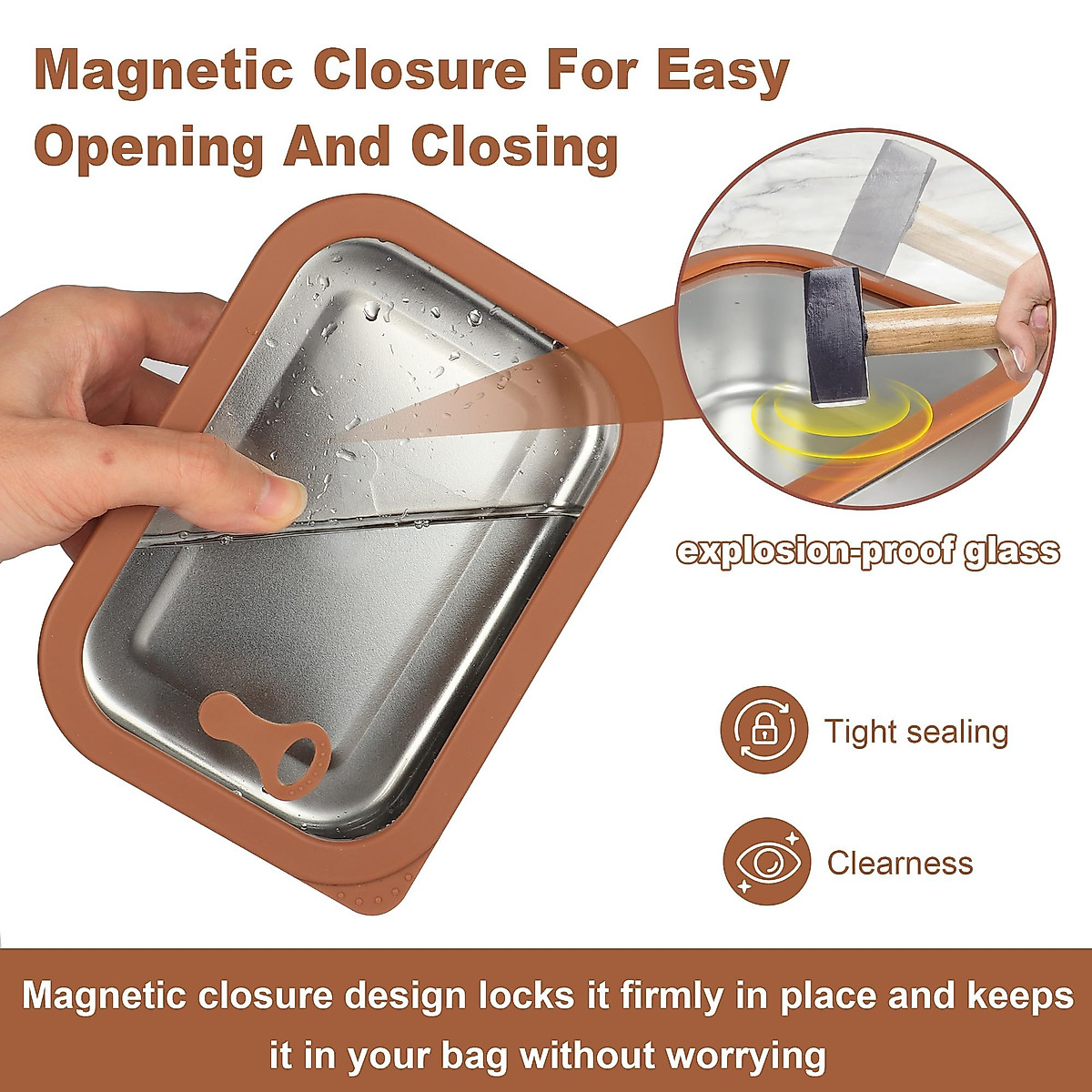 Pulreiush 3pcs Stainless Steel Food Storage Container Set With Lids - Easy Clean, Smell-Proof, Airtight & Leakproof Containers - 3Sizes (21oz/42oz/70oz) - 304 Stainless Steel