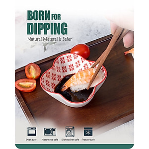 Lareina Soy Sauce Dishes Set of 6, 3 OZ Ceramic Charcuterie Board Bowls, Small Prep Bowls,Elegant Sushi Side Dishes for Ketchup, BBQ, Seasoning, Condiments, Great Housewarming Gifts