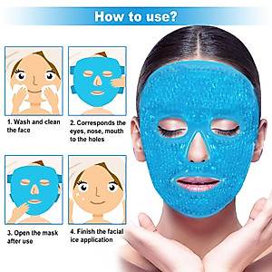 2pcs Gel Beads Face & Eye Masks Kit Hot/Cold Mask Cooling Ice/Heat Facial Eye Pack Therapy for Puffy Eyes, Migraines, Headaches, Pain Relief with Soft Back Reusable Gift