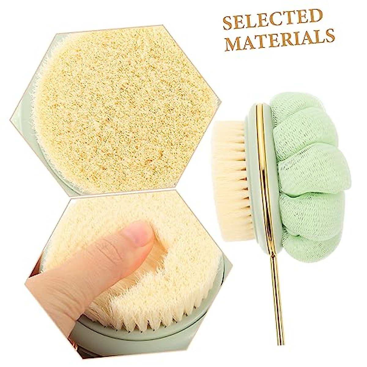 Healvian 5 Sets Double Sided Shower Brush Body Massage Tools Massaging Tools Body Exfoliator Brush Handled Scrub Brush for Shower Back Scrubber for Shower Dry Skin Long Handle Back Scrubber
