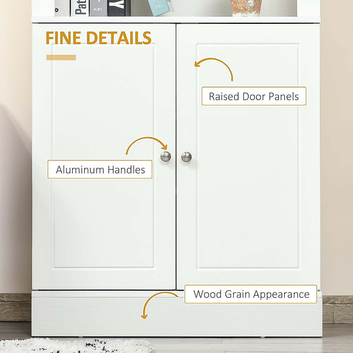 HOMCOM 72" Kitchen Buffet with Hutch, Kitchen Pantry Cupboard with 2 Door Cabinet, and 2 Adjustable Shelves, White