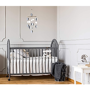 EcoCubs Handmade Baby Crib Mobile | White & Pale Grey | Hot Air Balloons & Clouds | Eco-Friendly Felt & Organic Beech Wood | Gender Neutral Nursery Decor | Simple & Modern Design