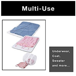 Smart Design Intimate Wash Bag w/ Safety Zipper - Washing Machine Safe - Fine Mesh Nylon Polyester - Bra, Hosiery, Pantyhose, Delicates, Lingerie, Sweater, & Baby Clothes (Set of 3) [White]