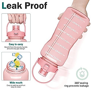 Unistar Half Gallon Water Bottle with 2-in-1 Lid (Straw lid/Chug Lid), 64oz Large Capacity Water Jug BPA-free Gallon Water Bottle, Leak-proof Water Jugs, Water Bottle with Time marker for Gym Outdoor