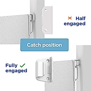 Retractable Baby Gate Perma Child Safety 41" Tall x 71” Wide, Mesh, For Stairs, Doorways, Dogs, Pets, Indoor, Outdoor, One-Handed Operation, Locking, Easy Install, Hardware Mount, White