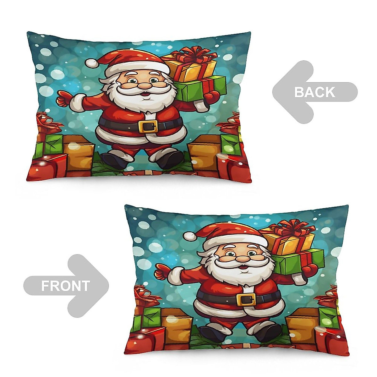 MaSiledy Funny Santa Claus Carrying Gifts Cushion Covers 16 "x24 Merry Christmas Winter Xmas Decorative Cushion Cover Pillowcase Zippered Pillow Case Couch Pillows for Sofa Bedroom Home Decorative