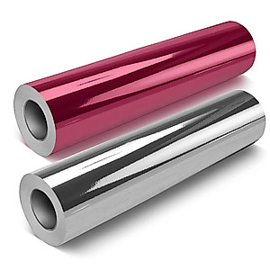 VViViD DECO65 Chrome Gloss Craft Vinyl Bundle 2 Rolls of 7ft x 11.8" (Pink & Silver) - M0