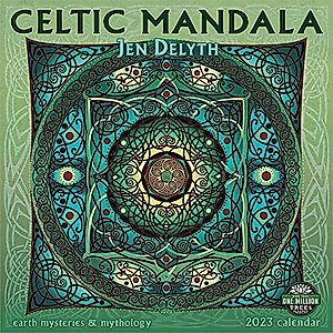 Celtic Mandala 2023 Wall Calendar: Earth Mysteries & Mythology by Jen Delyth | 12" x 24" Open | Amber Lotus Publishing