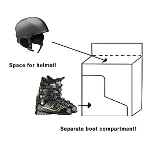 BRUBAKER "Champion Combo Ski Boot Bag and Ski Bag for 1 Pair of Ski up to 190 cm, Poles, Boots and Helmet - Black Green