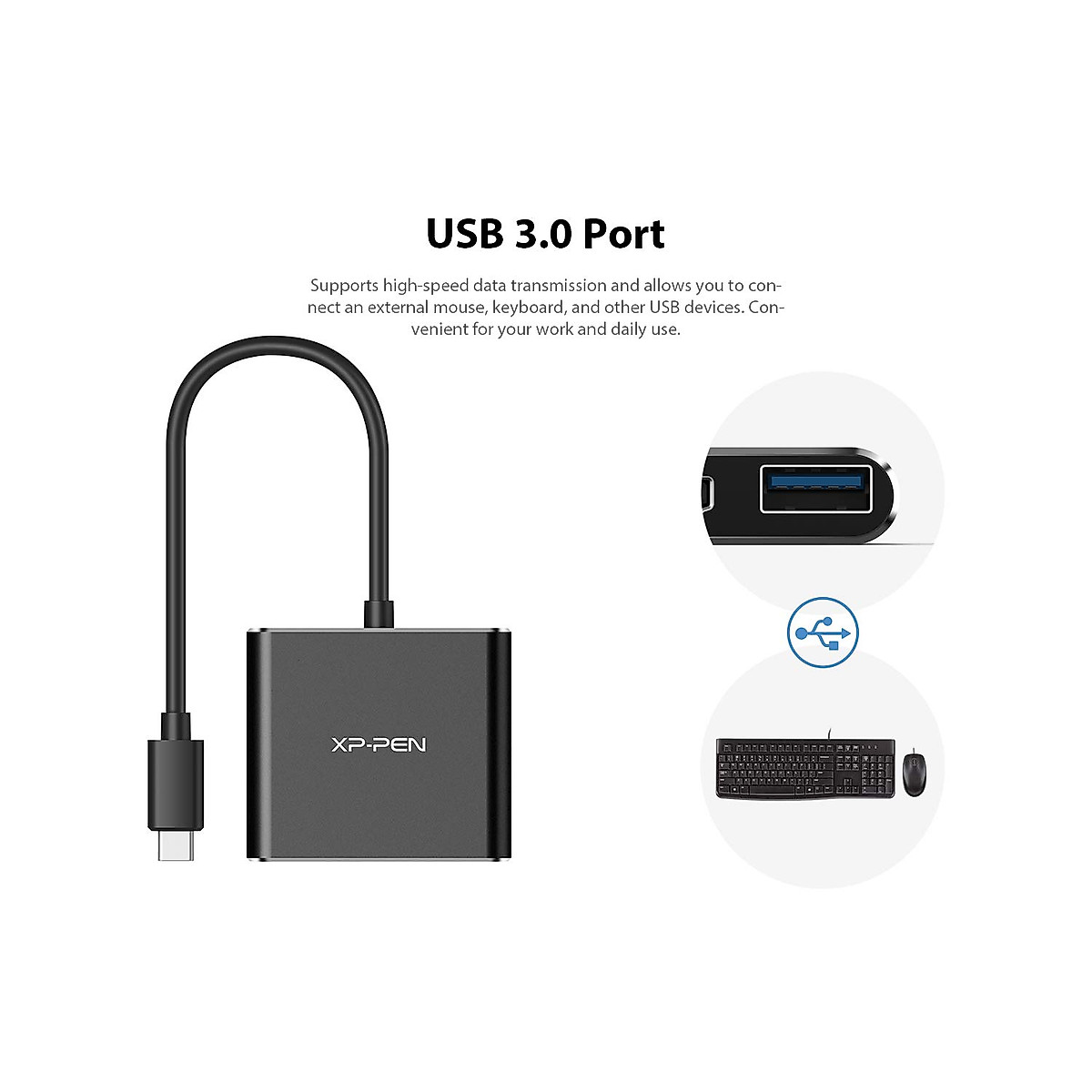 XPPen USB-C Hub 3 in 1 Type C to USB/HDMI/PD for Artist 12, Artist 12 Pro, Artist 13.3, Artist 13.3 Pro, Artist 15.6 and Artist 15.6 Pro