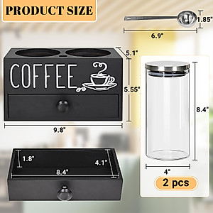 Glass Coffee Containers with Shelf, Coffee Bean Storage Container with Airtight Lids, Coffee Container for Ground Coffee, Coffee Bar Accessories Organizer with Drawer, Food Storage Jars for Kitchen